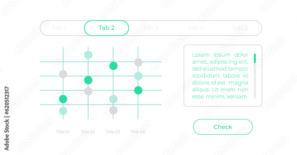 Dot plot UI element template. Editable isolated vector dashboard component. Flat user interface ...