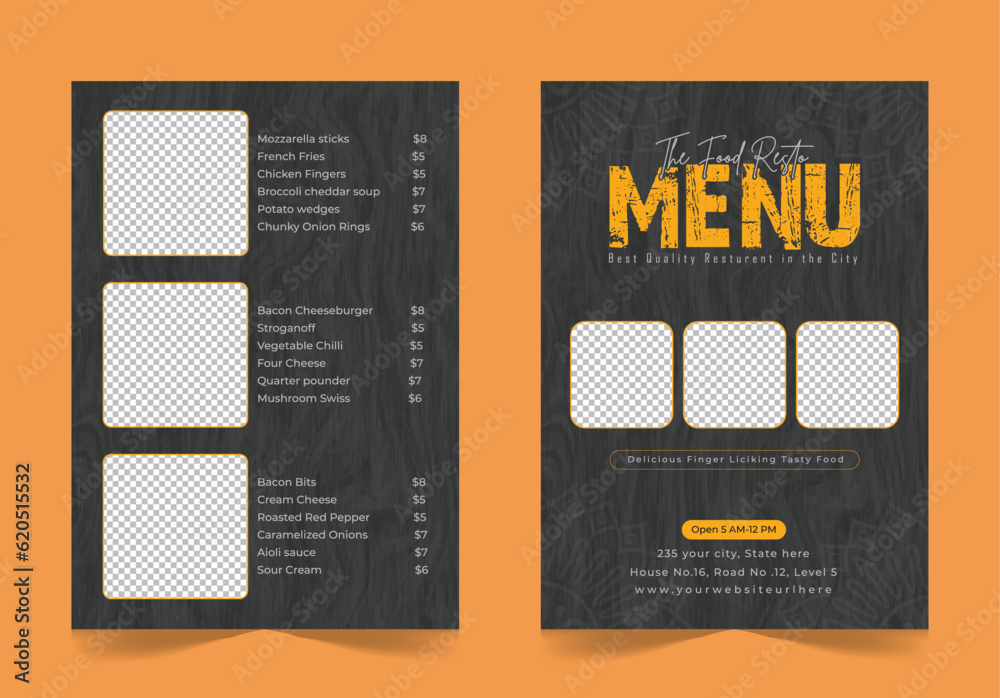 Restaurant cafe food menu card design template, Fast food menu card ...