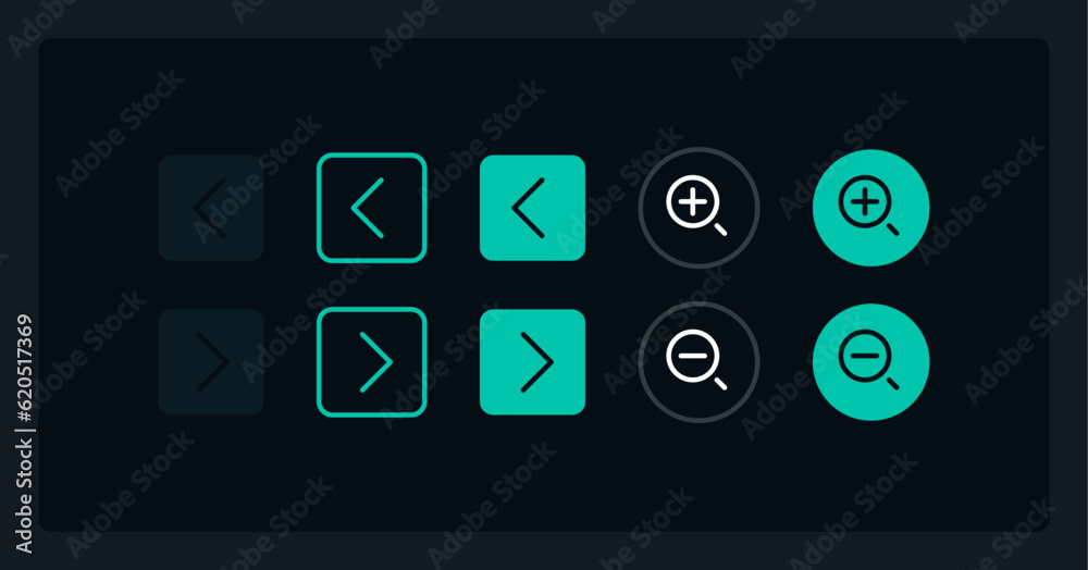Move arrow and zoom buttons UI elements kit. Isolated vector components ...