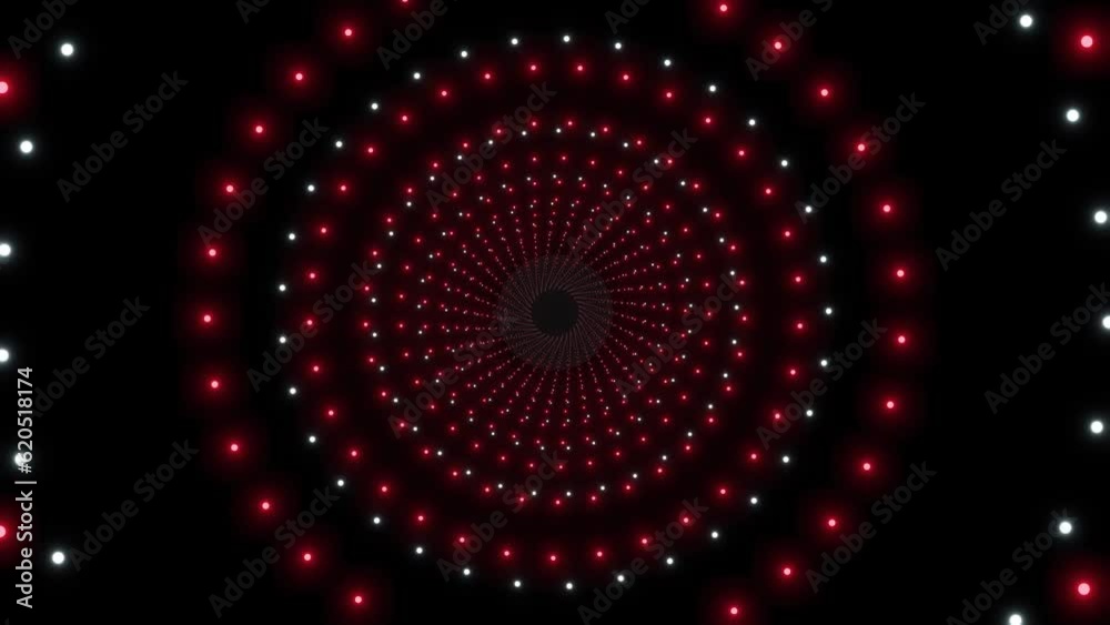 Flying Through Circle Dot Shape On Dark Black Background. Dot Line ...