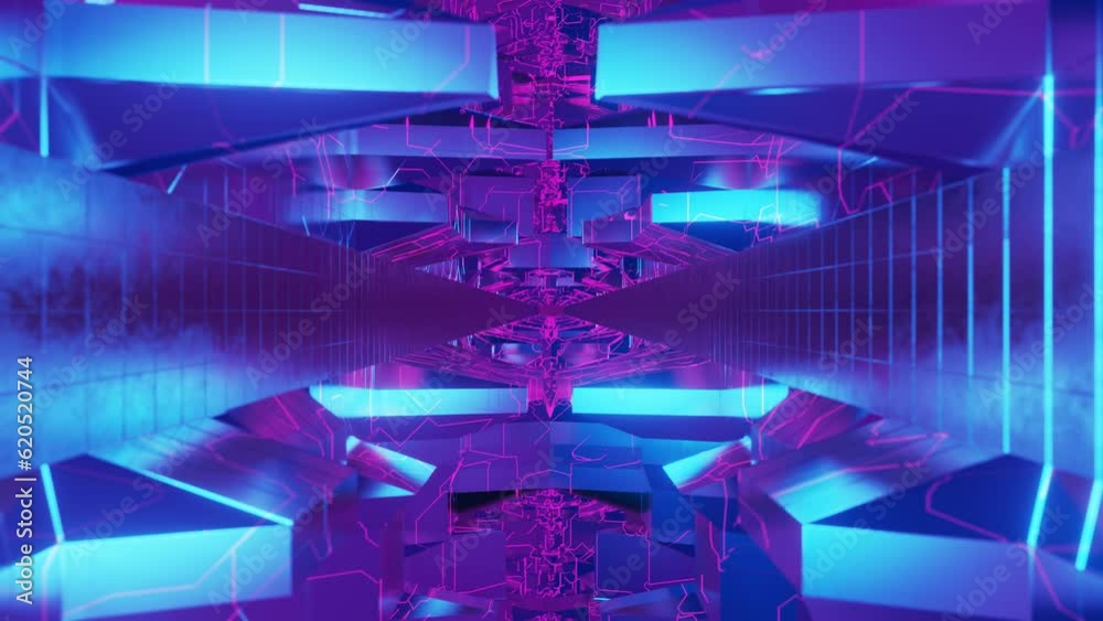 Header Designers neon lights and low poly terrain mesh. Looped seamless ...