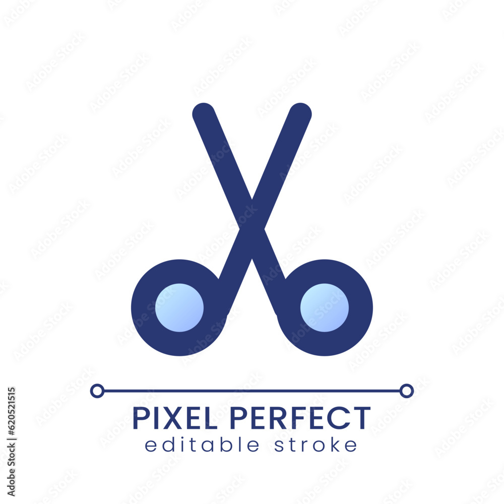 Cut pixel perfect gradient fill ui icon. Scissors sign. Modify content ...