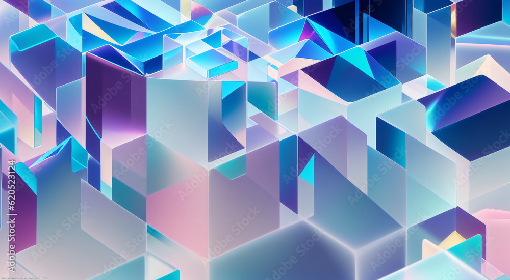 3d geometry glass, crystal background with geometric shapes, macro view ...