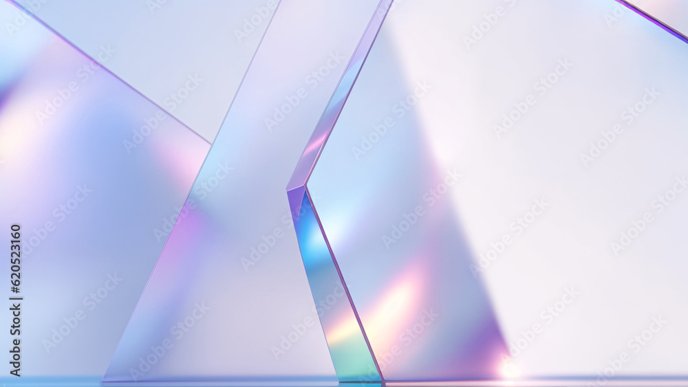 Geometric abstract background composed of triangular prisms with blue ...