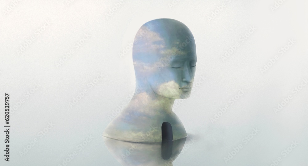 Conceptual art of think, brain mind, mental health, spiritual, soul and ...