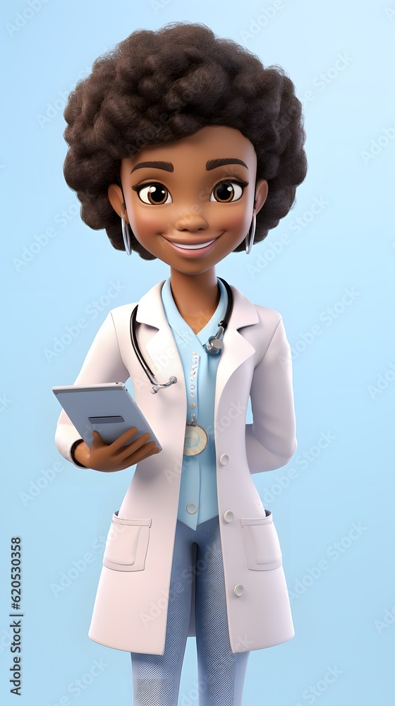 Cartoon Black Woman Doctor