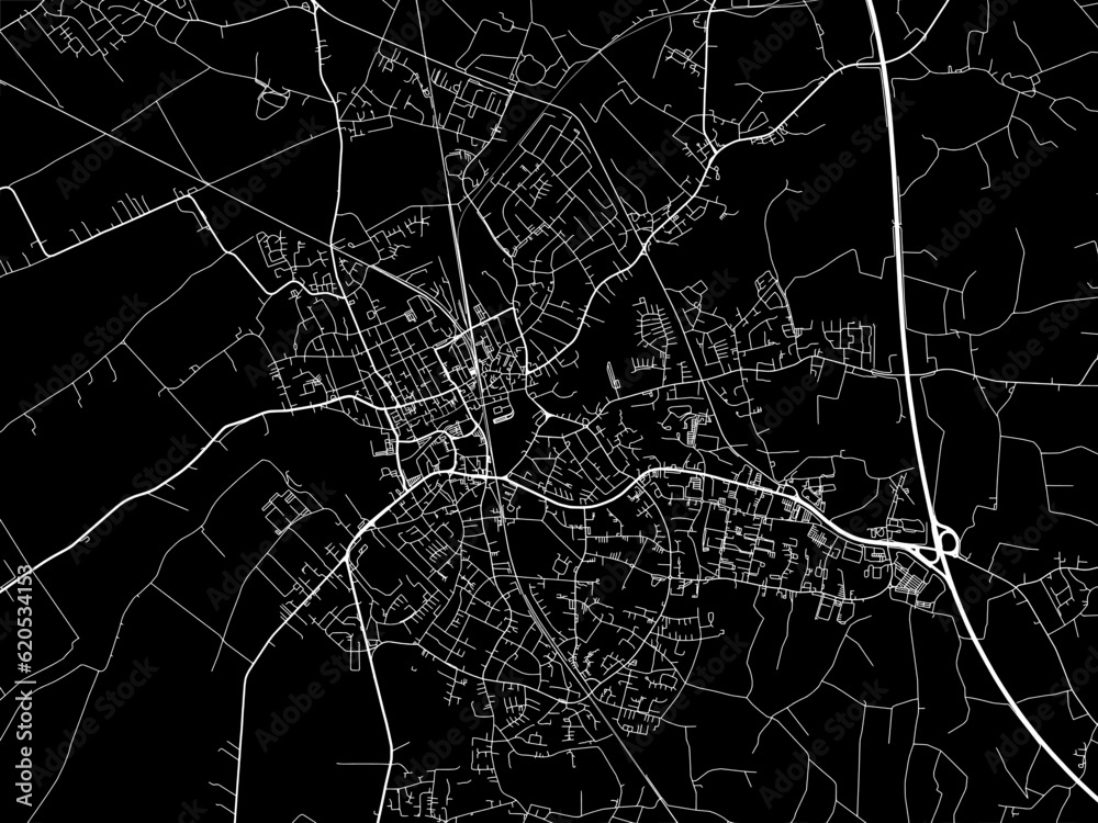Vector road map of the city of Elmshorn in Germany on a black ...