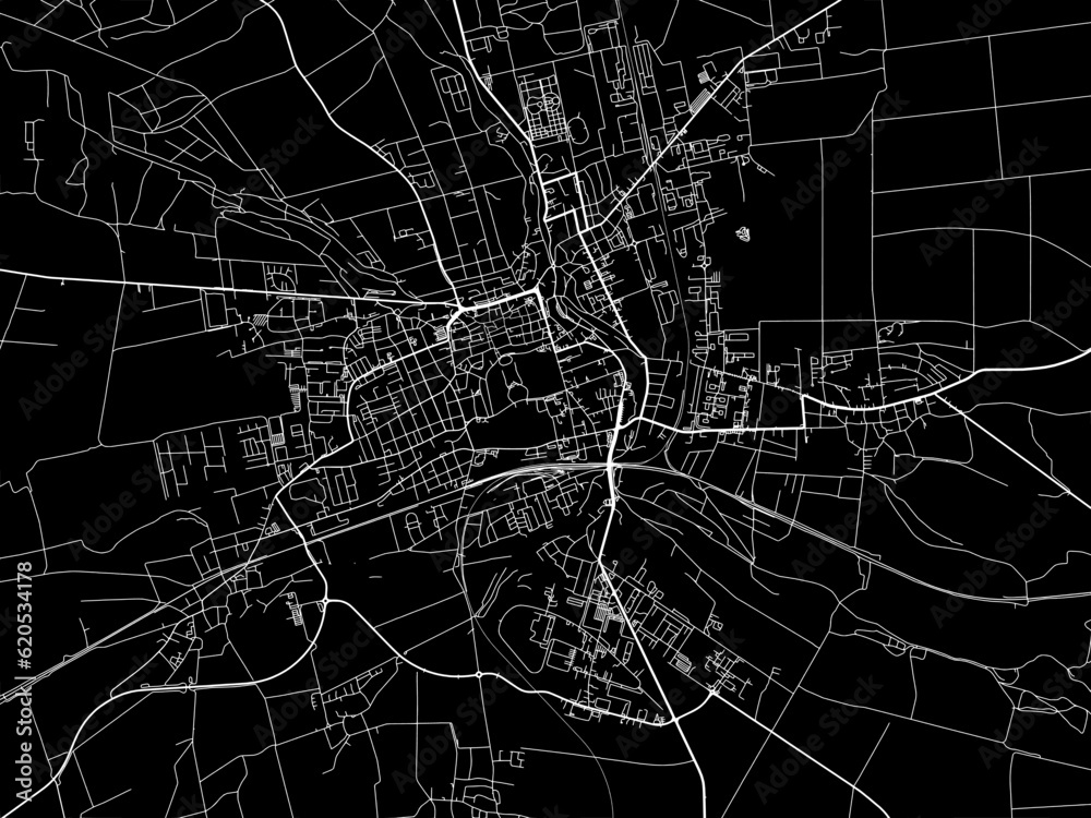 Vector road map of the city of Gotha in Germany on a black background ...