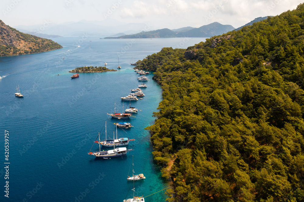 Gocek, Fethiye Muğla, Turkey A sailing yacht in Gocek, on Turkey's ...