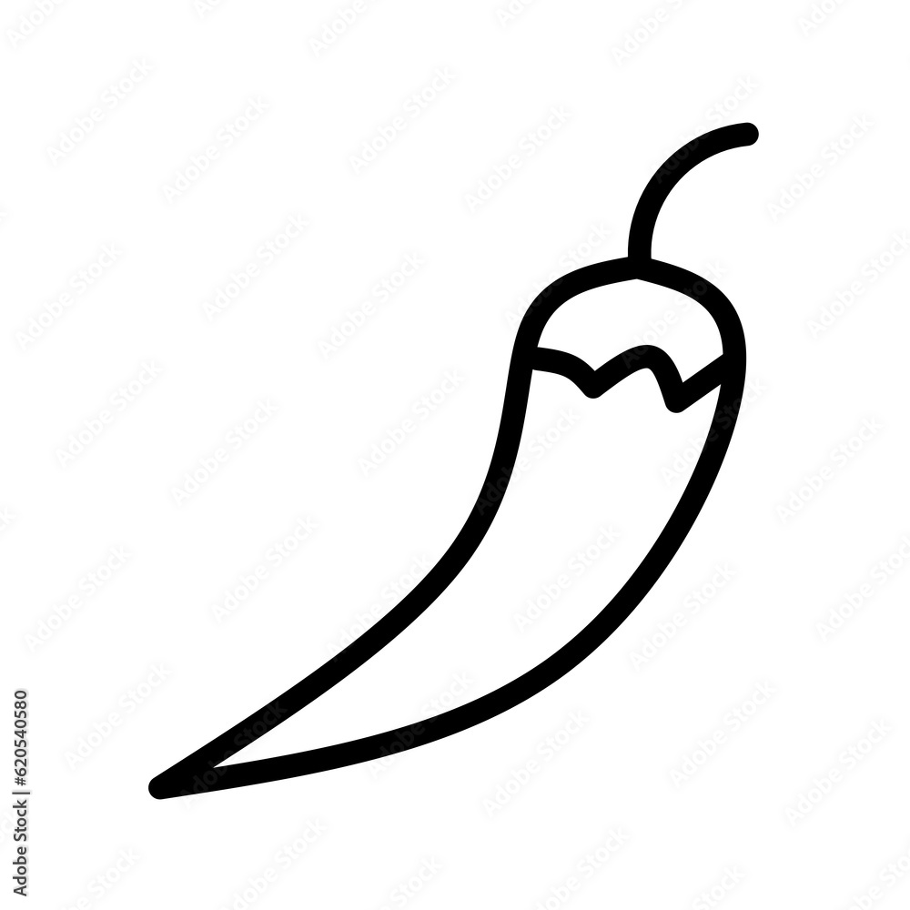 Chili emoji icon cartoon drawing symbol. Isolated vector vegetable ...