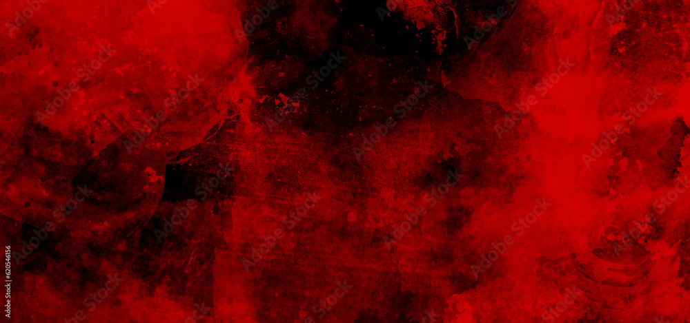Abstract Red Background With Black Grunge Background Texture In Modern