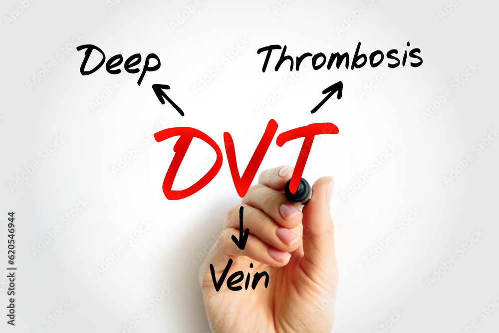 DVT - Deep Vein Thrombosis acronym, medical concept background Stock ...