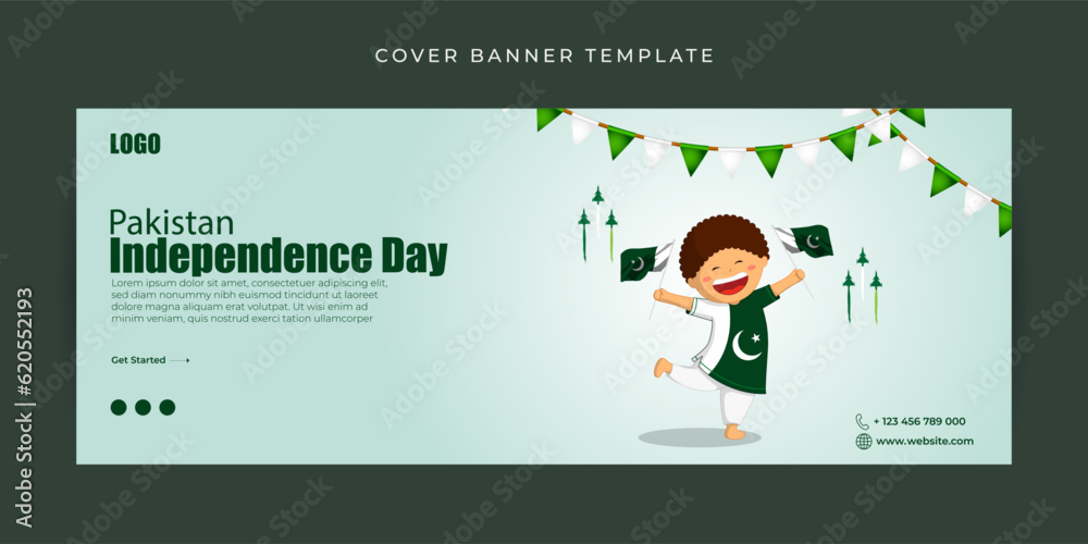 Vector illustration of Happy Pakistan Independence Day Facebook cover ...