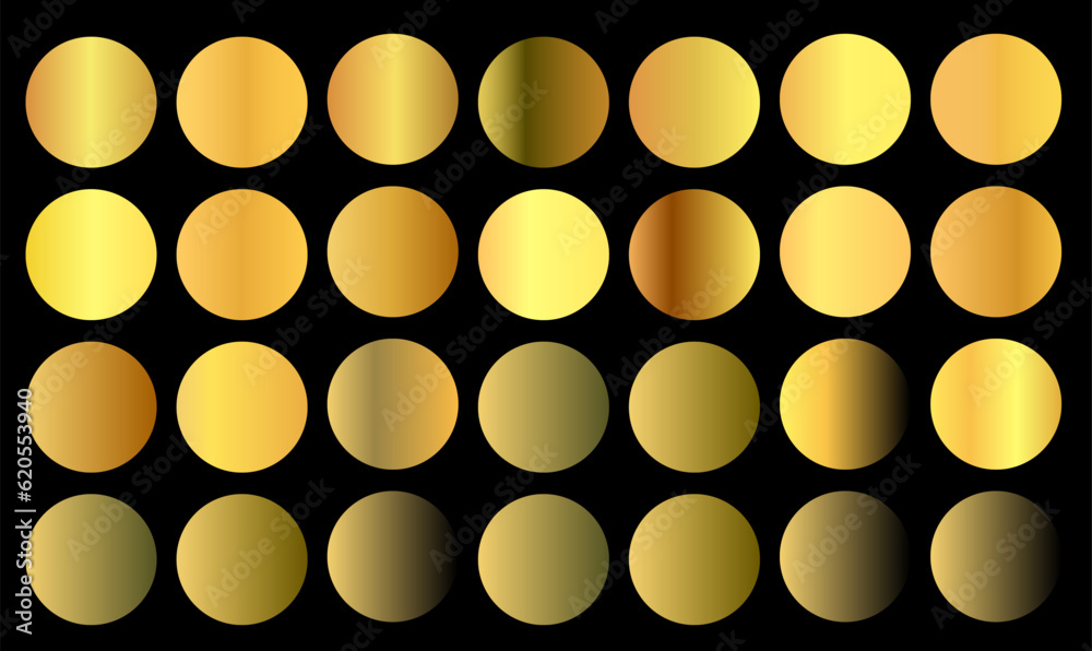 Gold gradient pack set for gold copper and bronze shading. Stock Vector ...