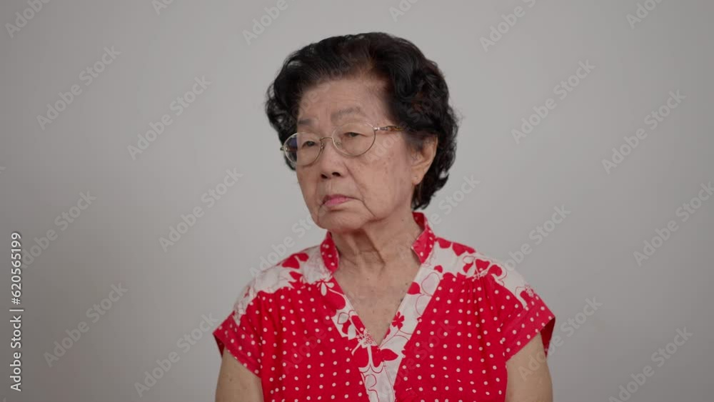 Depressed Asian Senior Woman Lonely Disappointed And Lose Memory In
