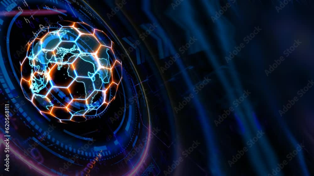 Quantum computer futuristic technology with digital hexagon and red ...