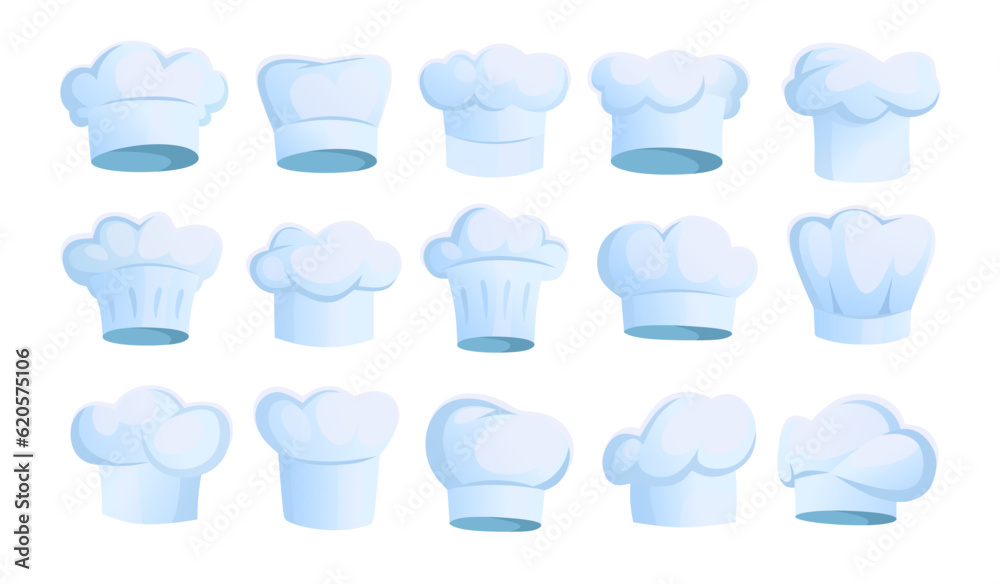 Set of chef hat icons in different shapes isolated on white background ...