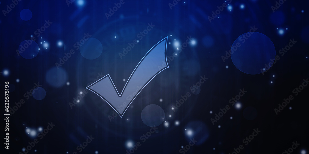 Check mark symbol in digital background, Technology abstract background ...