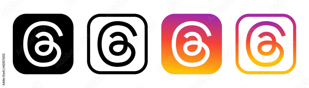 Threads logo. Threads by Meta. Threads social network by Instagram. New ...