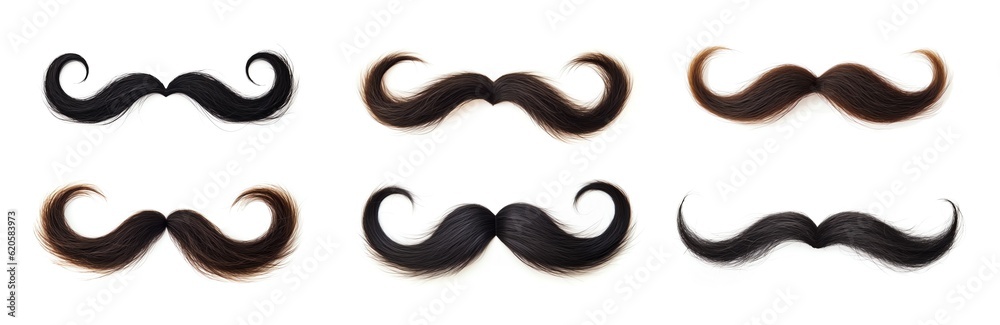 Realistic moustaches on isolated png background. Black and brown ...