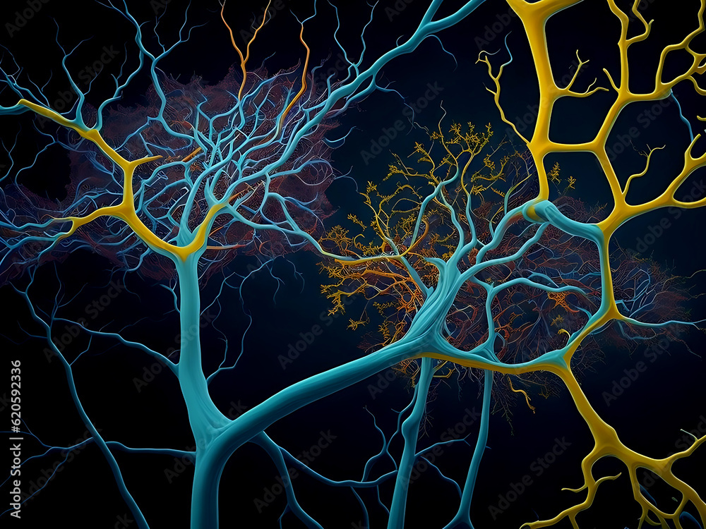 neurons and synapse like structures depicting brain chemistry abstract ...