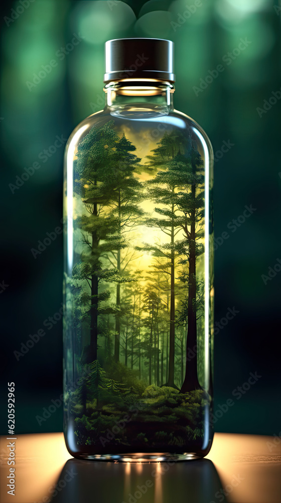 Bottled Sunlight: A Generative AI Creation of a Forest Scene Inside a ...