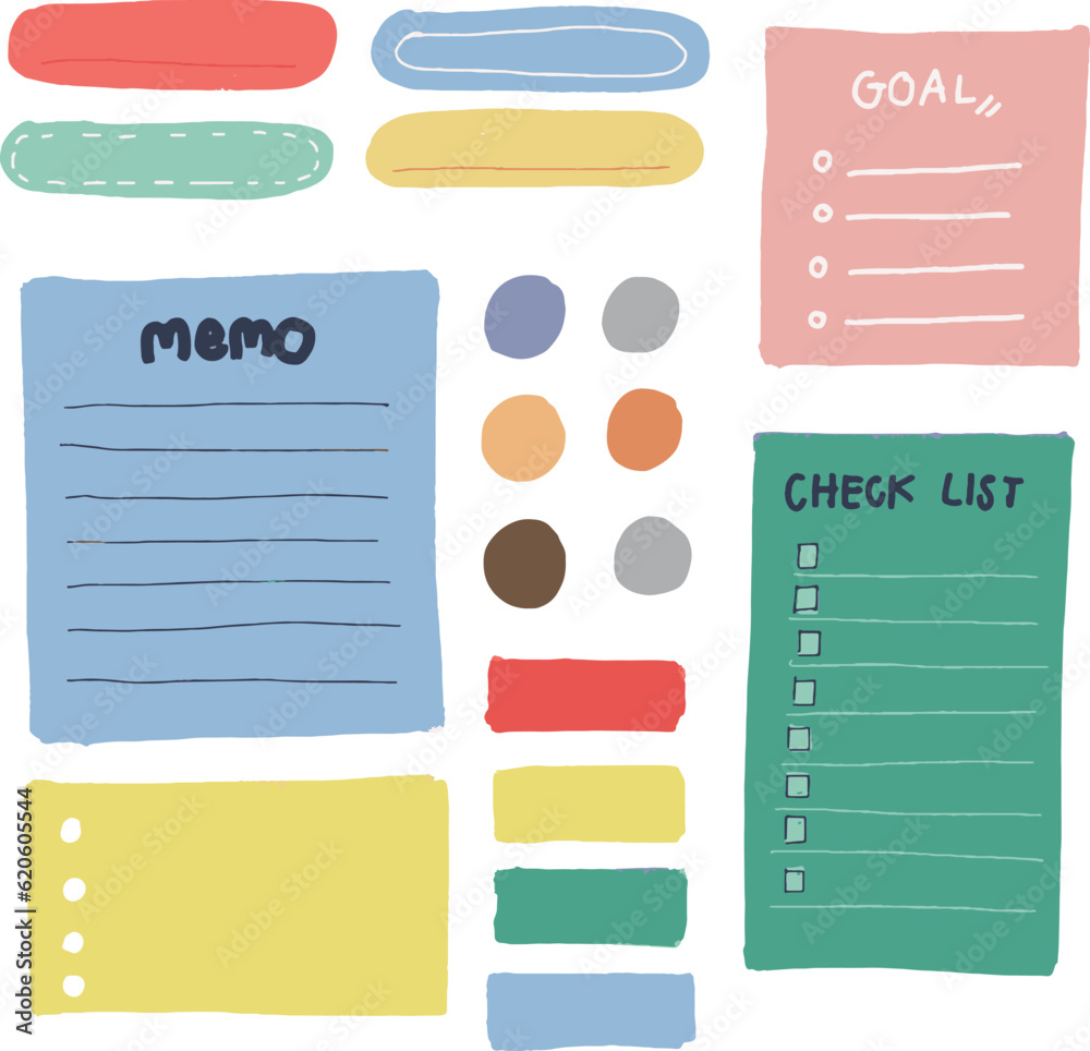 Post it notes icons vector set, to delist, text box, tape, decoration ...