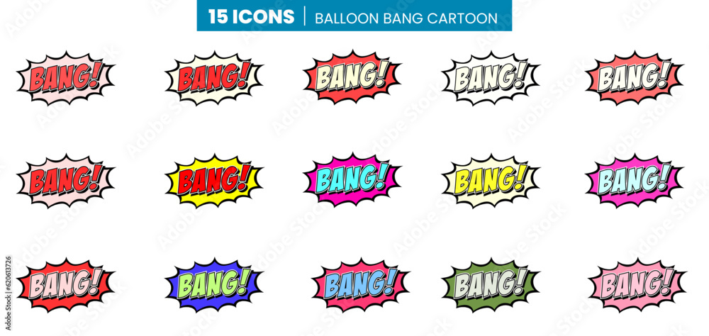 set of icons for design balloon bang cartoon vector Stock Vector ...