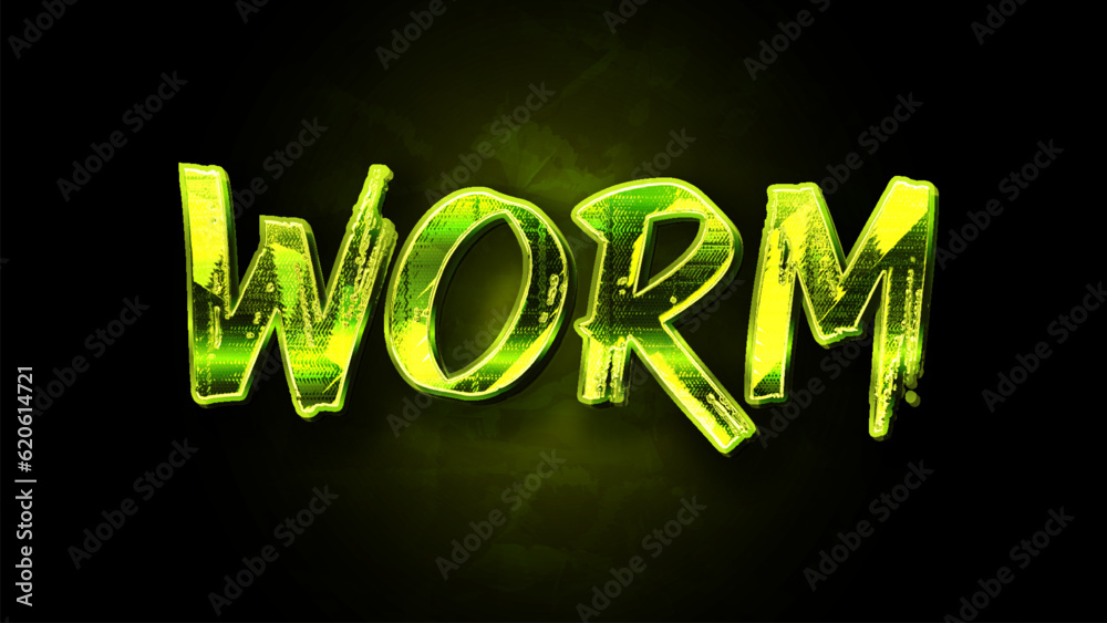 Worm text, green color editable text effect on dark grunde textured ...
