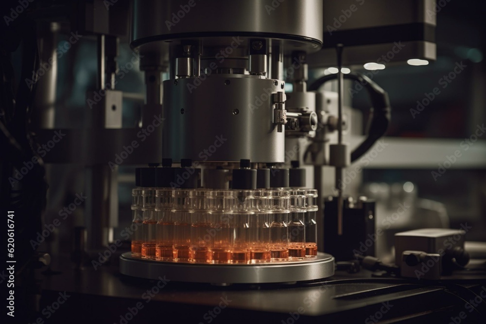 An analytical instrument holds a sample vial in autosampler for gas ...