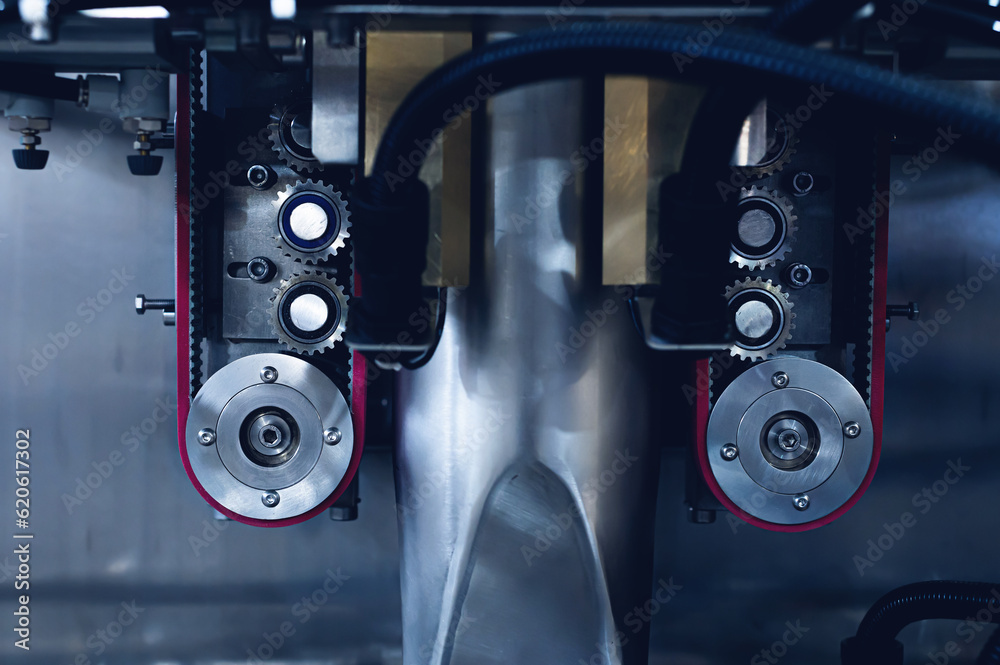 Elements of the production mechanism. Metal gears and rotation ...