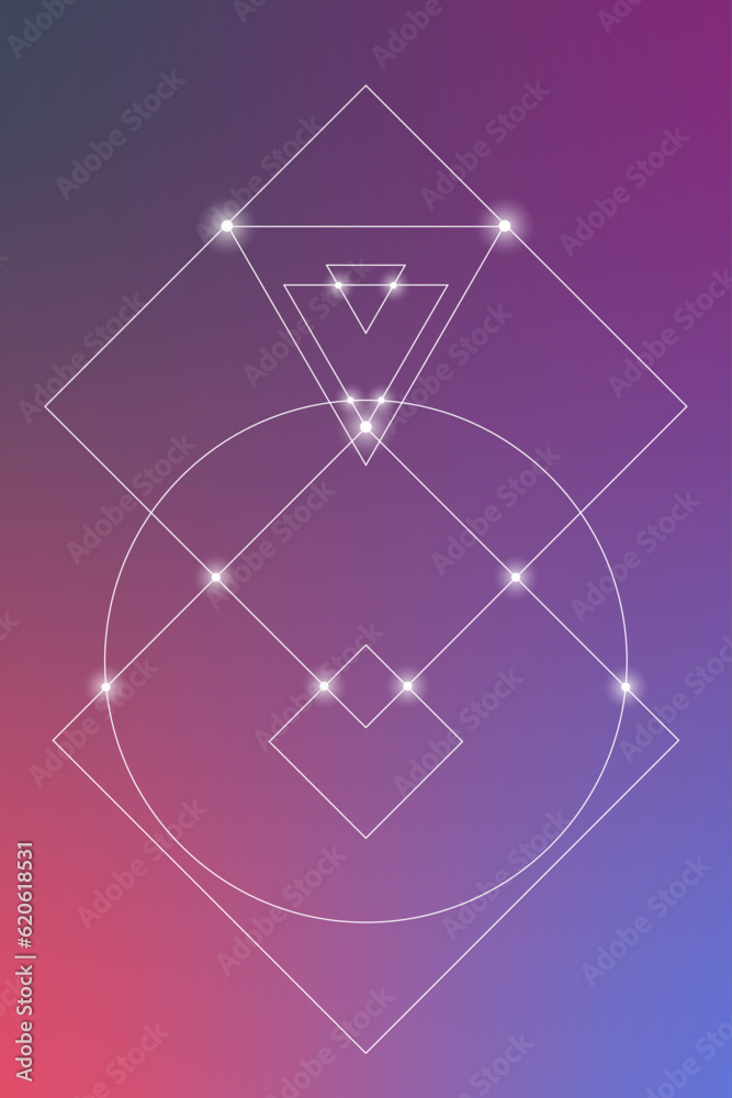 Sacred geometry inspired futuristic illustration with interlocking ...