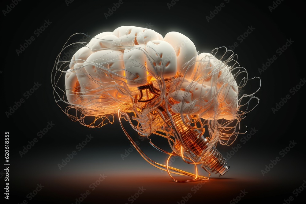 Illustration of a computer-generated image of a detailed human brain ...