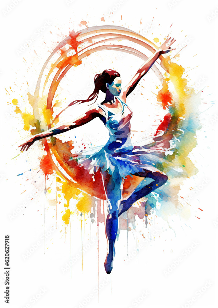 Watercolor abstract representation of rhythmic gymnastics. Rhythmic ...