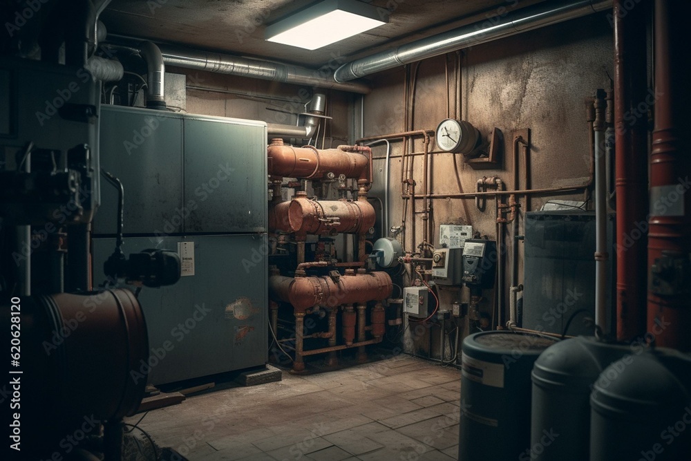 Room with gas equipment for heating residential & industrial buildings ...