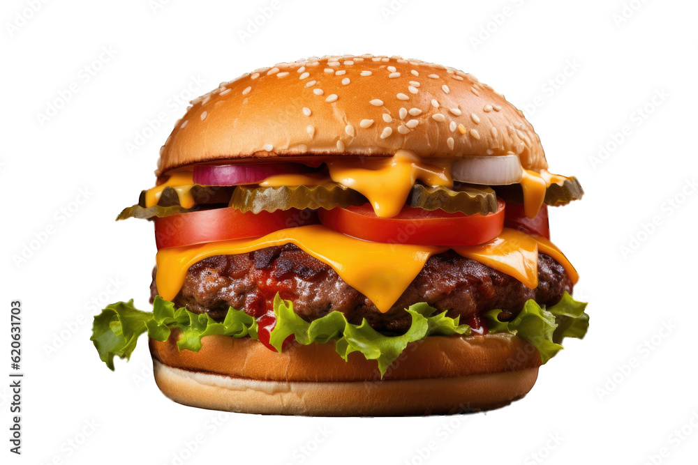 Classic burger with American cheese, showcasing a perfect hamburger ...