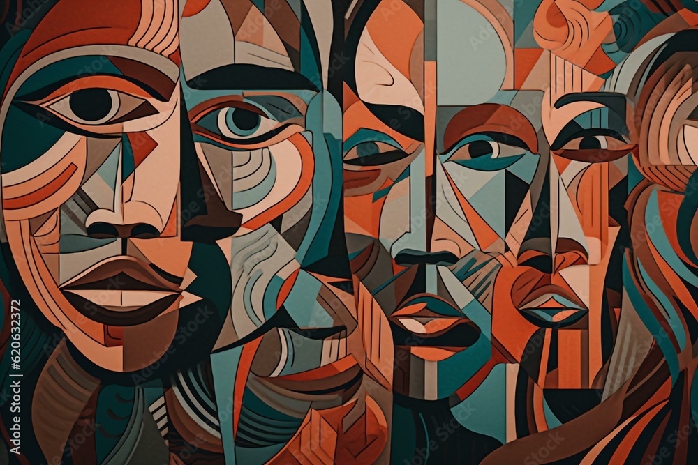 Artistic design of faces in cubism and expressionism style, great for ...