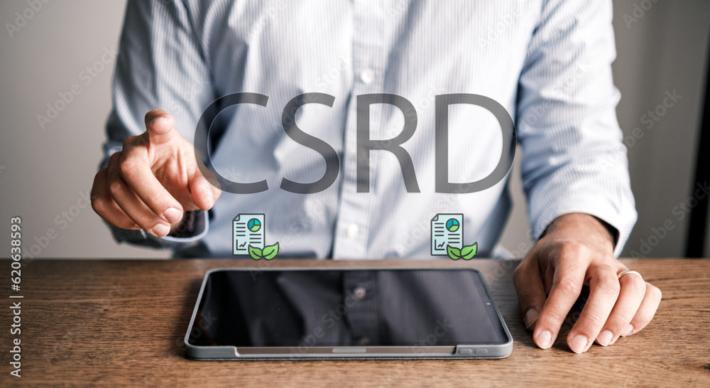 Sustainability reporting concept. Corporate Sustainability Reporting Directive. CSRD Reporting ...