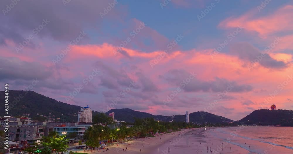 aerial view Majestic sunset or sunrise landscape Amazing light of ...