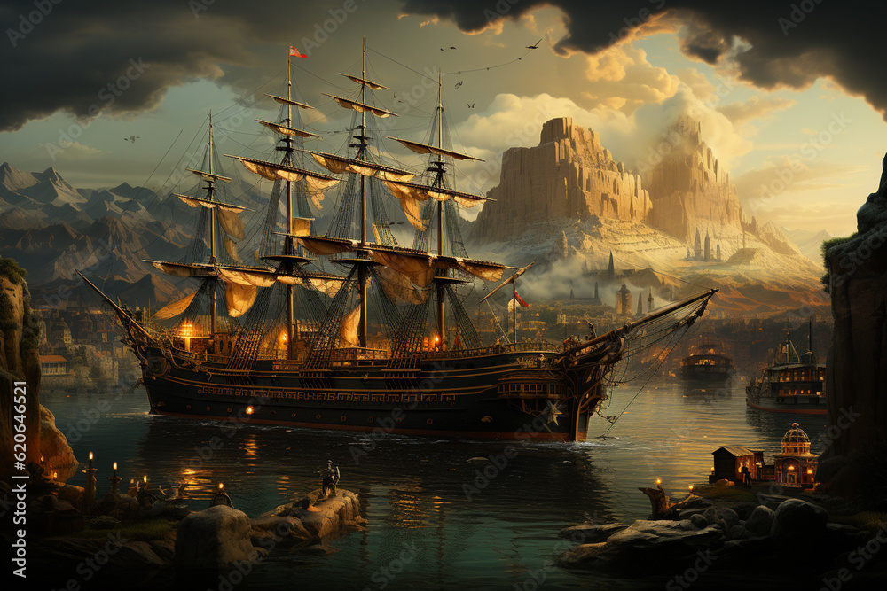ภาพประกอบสต็อก A vintage map of ancient maritime trade routes ...