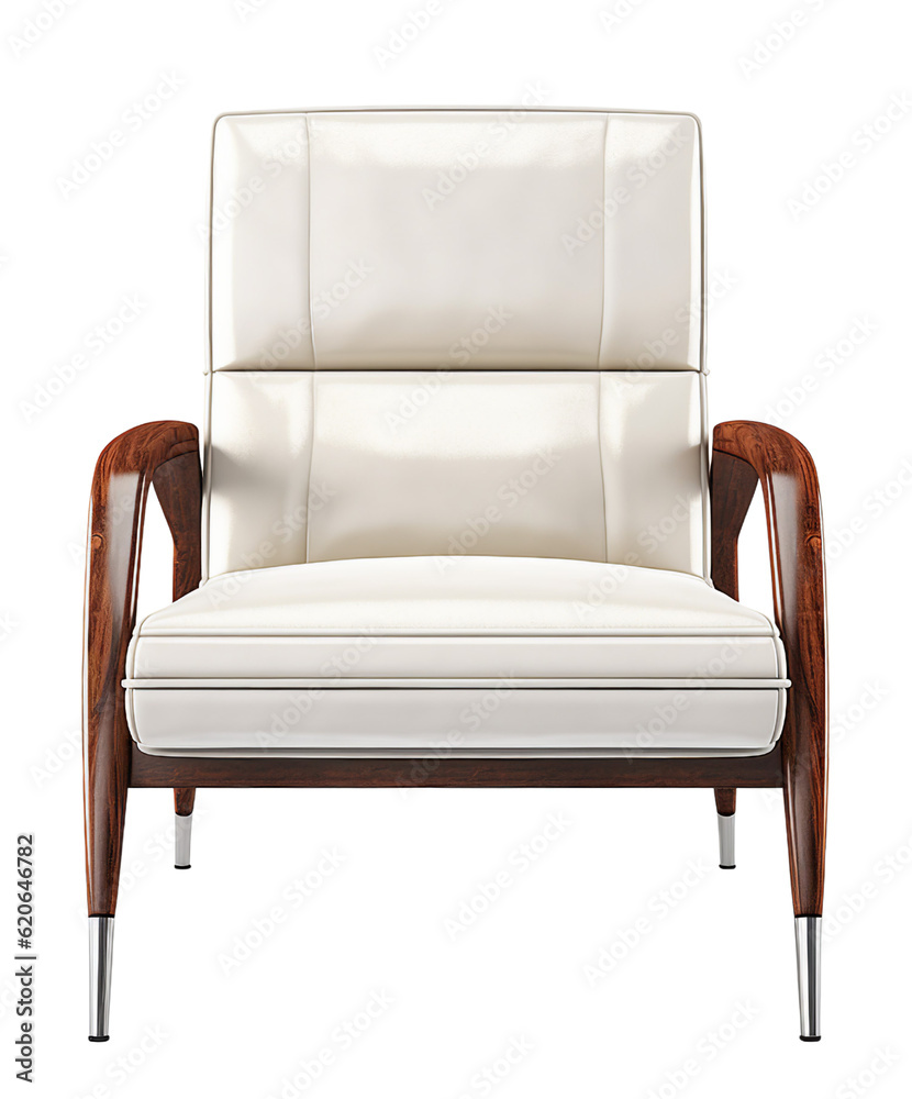 White Leather Modern Armchair. Front View. Interior Design Template. Ai ...