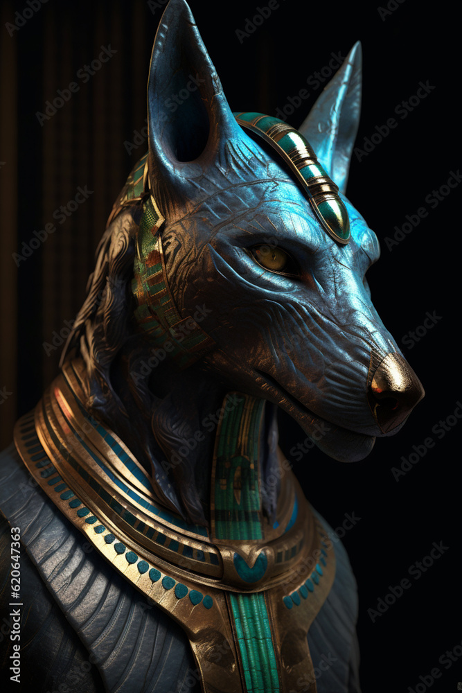 Anubis' Watchful Gaze: An intriguing image showcasing the abstract likeness of Anubis, the god ...