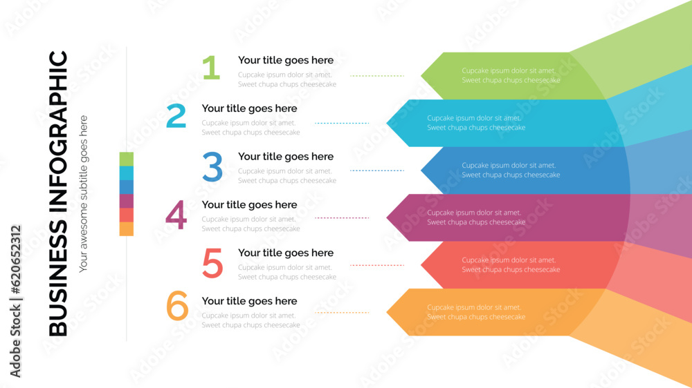 Arrow list business infographic with six list. Suitable For ...