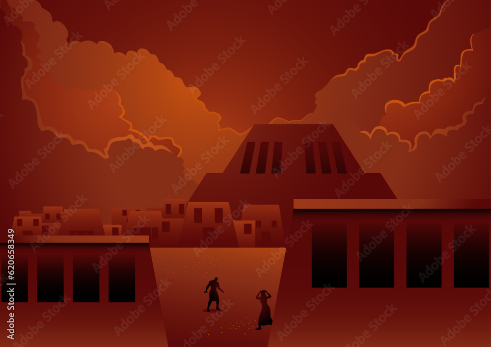 Biblical vector illustration series, the ten plagues of Egypt, ninth ...