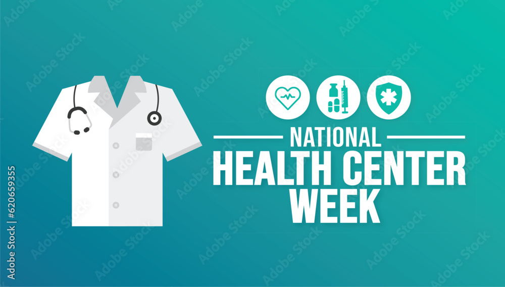 August is National Health Center Week background template. Holiday ...