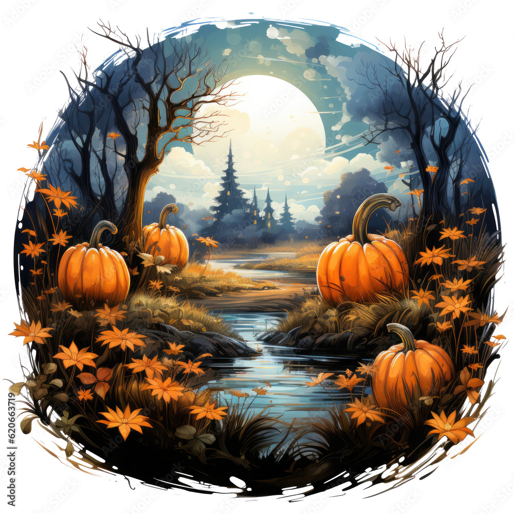 Watercolor Pumpkins Clip Art a mesmerizing depiction of floating ...