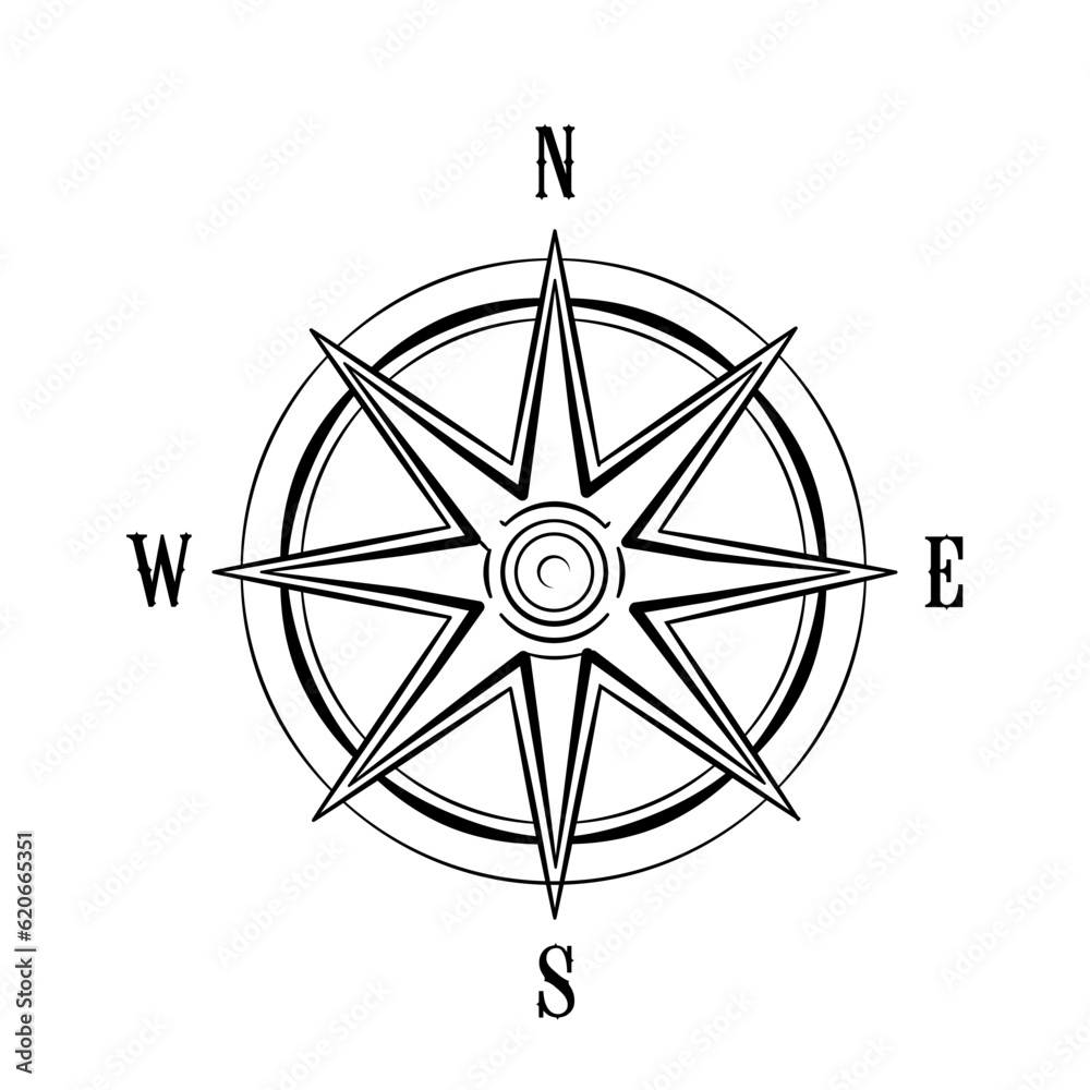 Wind rose, directions of the world, map compass icon, Nautical compass ...