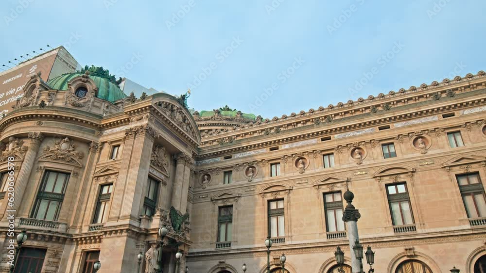 View of Italian-style opera house with library museum in Paris ...