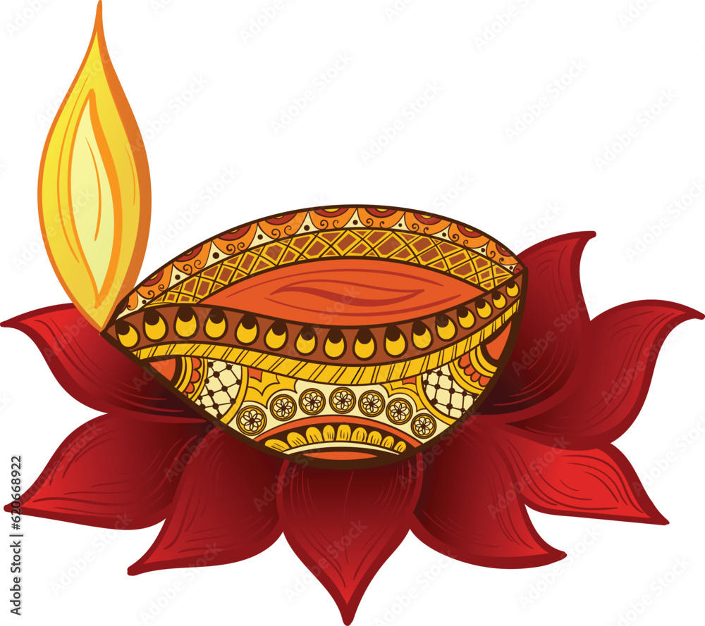 Illustration of burning diya for Diwali festival, beautiful header ...