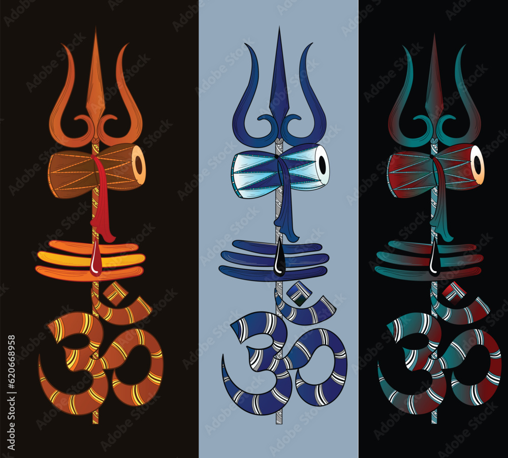 Om and trishul colour symbol collection. Spiritual Hindu Symbol - Om ...